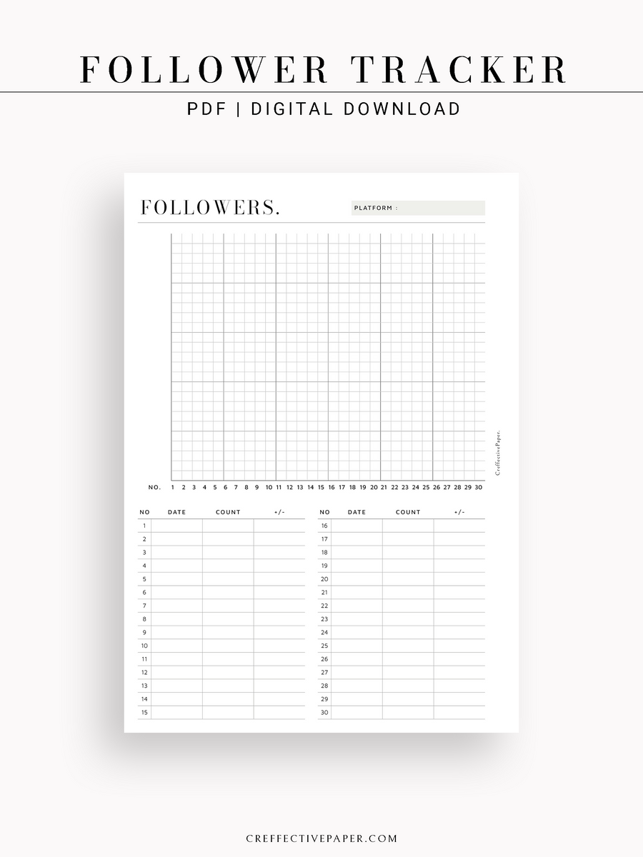 N131-1 | Follower & Subscriber Tracker for Social Media – CreffectivePaper