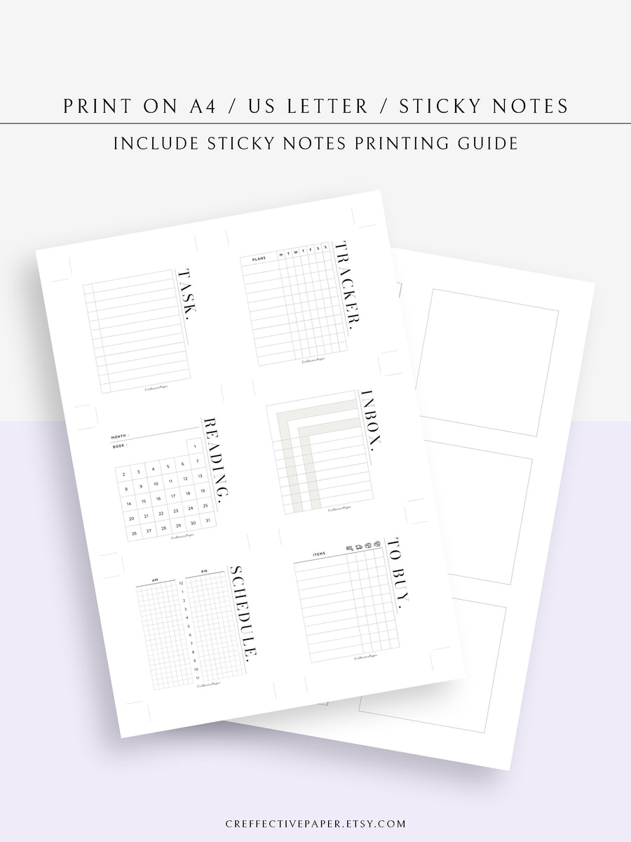 N124 | Printable Planning Cards & Sticky Notes Template 3x3 ...