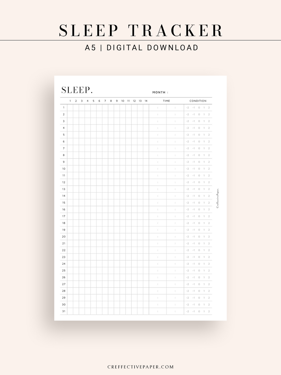 T132 | Monthly Sleep Tracker – CreffectivePaper