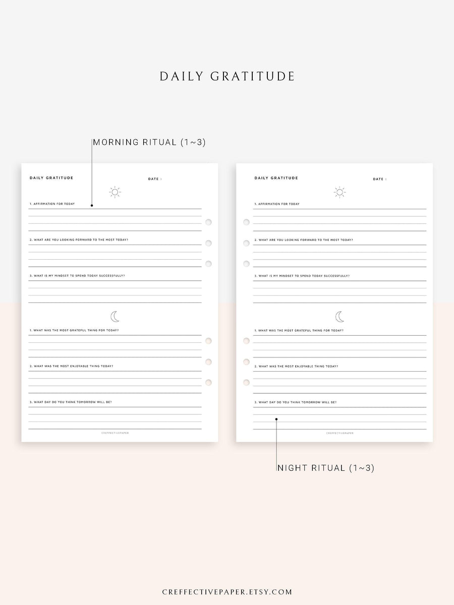 D104 | Daily Gratitude Journal with Morning & Night Ritual for Positiv ...