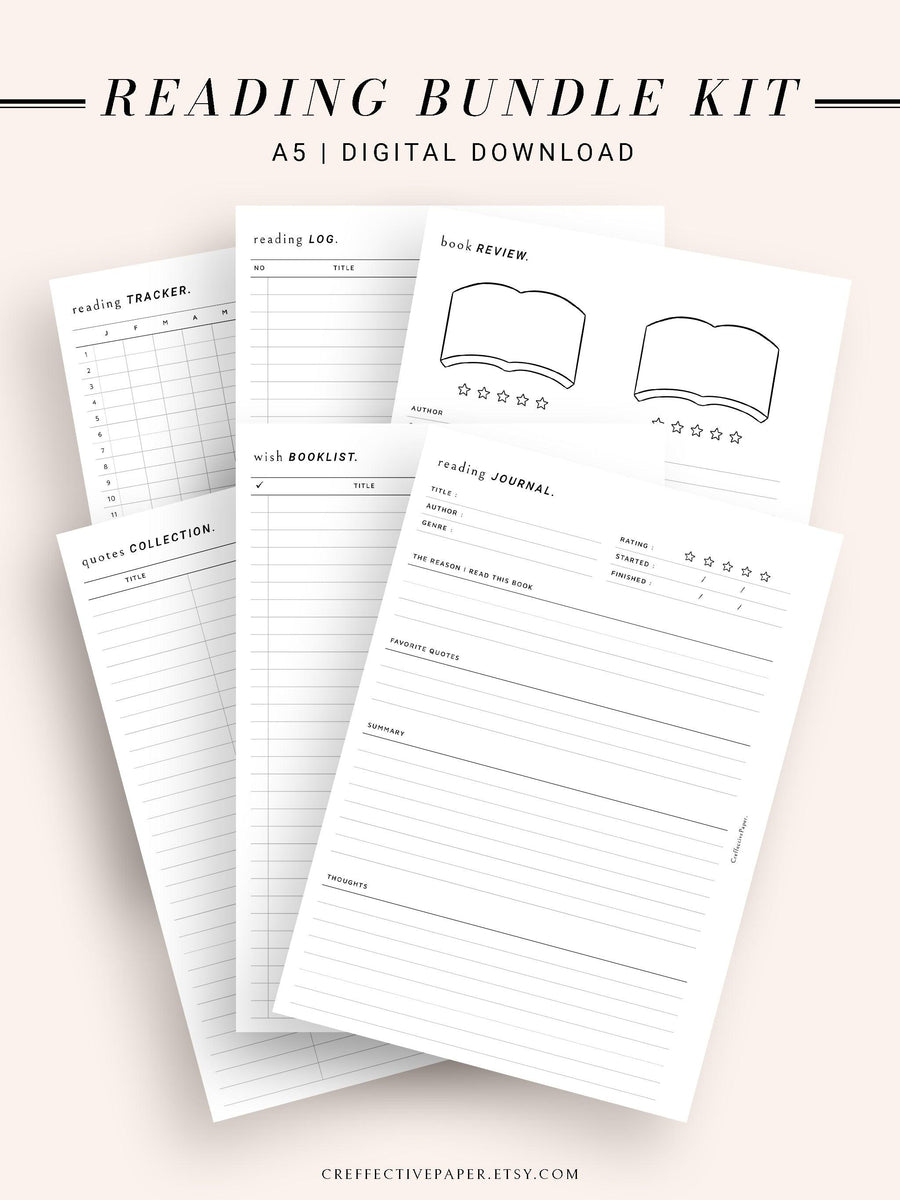 B102 | Book Review & Reading Journal Bundle Printable – CreffectivePaper