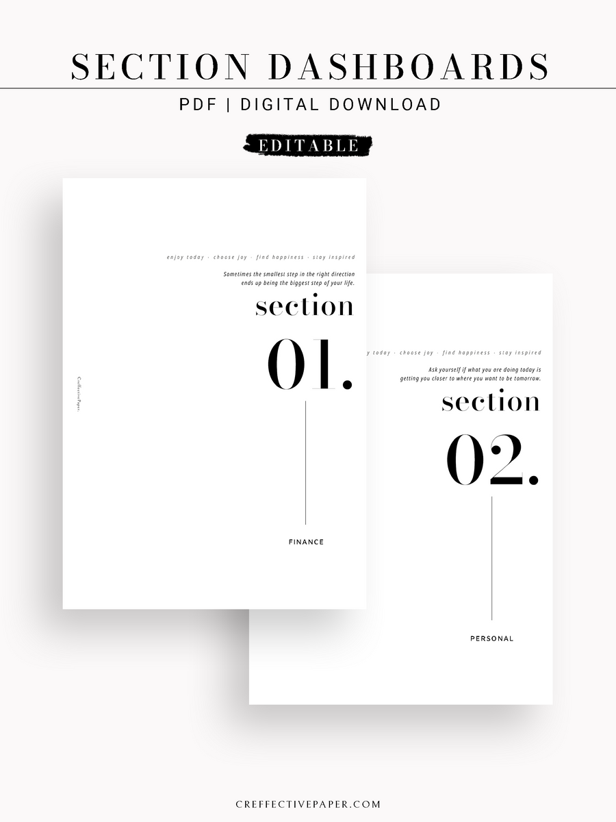 DA129 | Editable Section Dashboard Set of 6 – CreffectivePaper