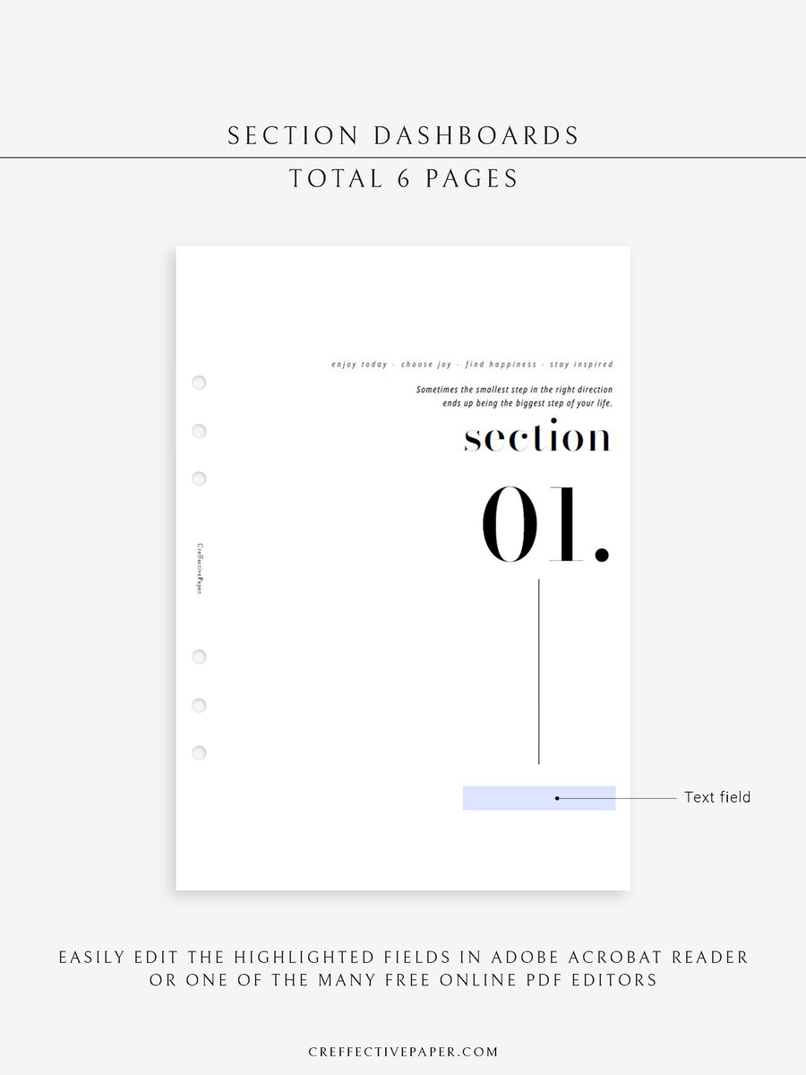 DA129 | Editable Section Dashboard Set of 6 – CreffectivePaper
