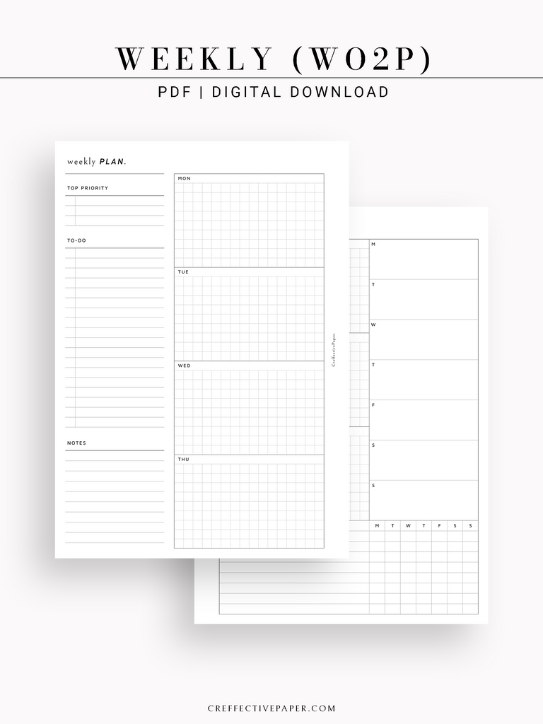 W128 | Weekly Planner, WO2P – CreffectivePaper