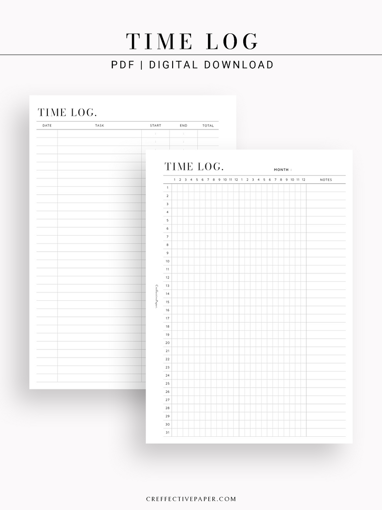 T134 | Time Log Set of 2 – CreffectivePaper