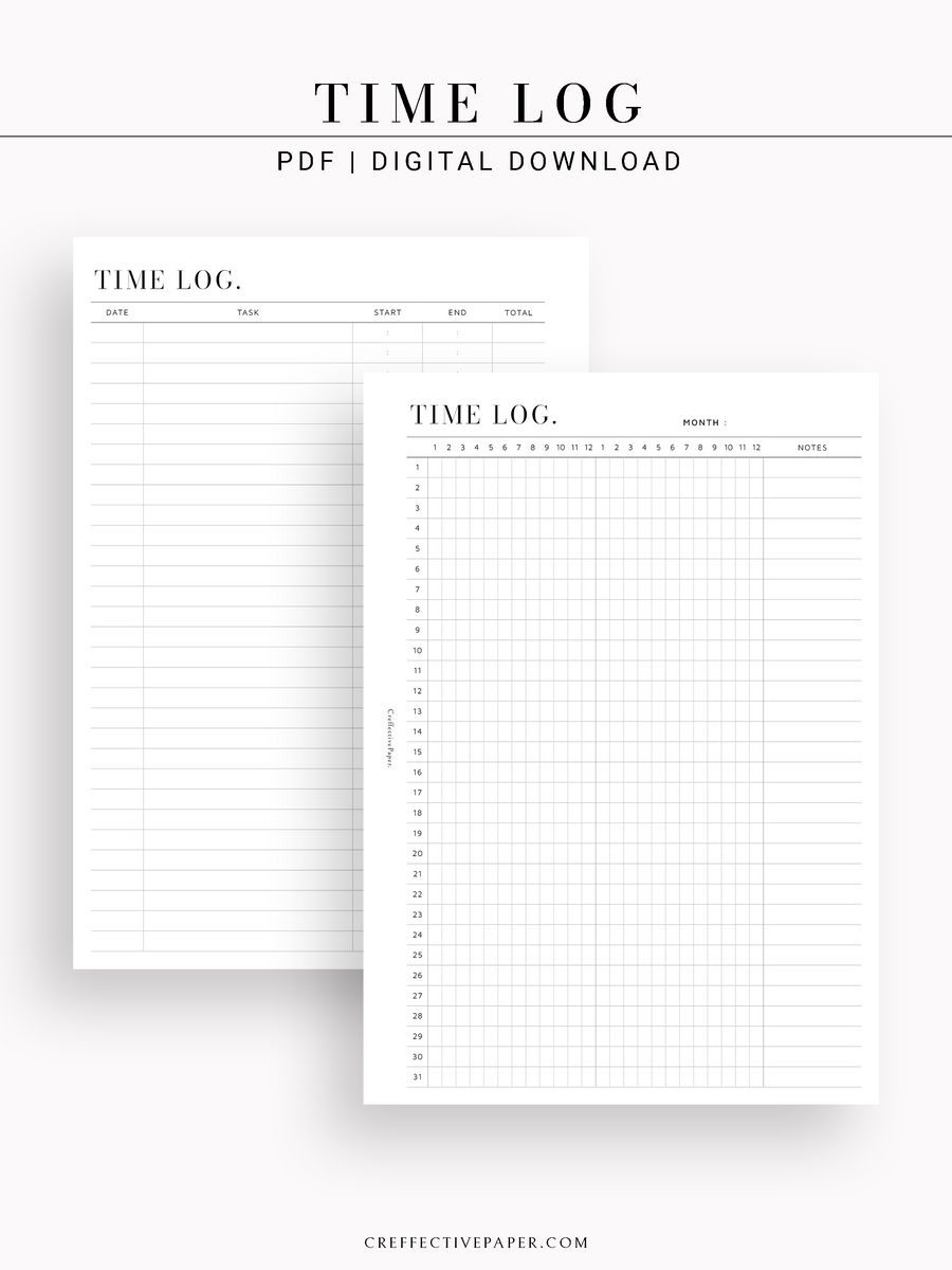 T134 | Time Log Set of 2 – CreffectivePaper