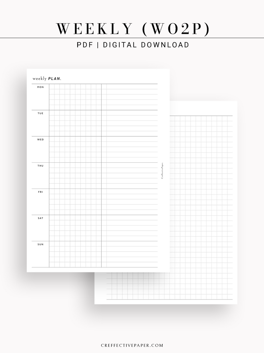 W126_WO2P | Weekly Planner & Grid Notes – CreffectivePaper