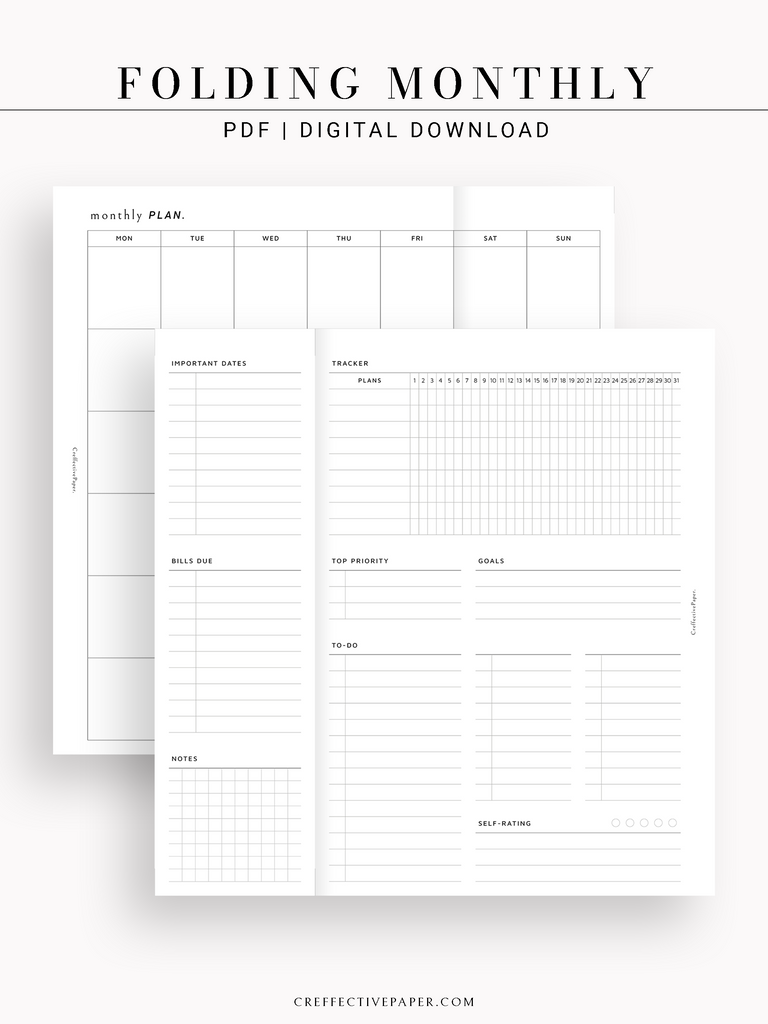 M124 | Folding Monthly Planner – CreffectivePaper