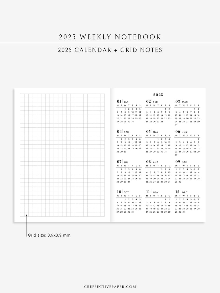 2025 Weekly Notebook, Passport Size – CreffectivePaper