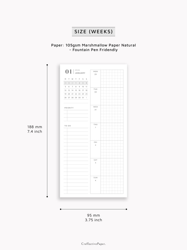2026 Weekly Notebook, Weeks size – CreffectivePaper