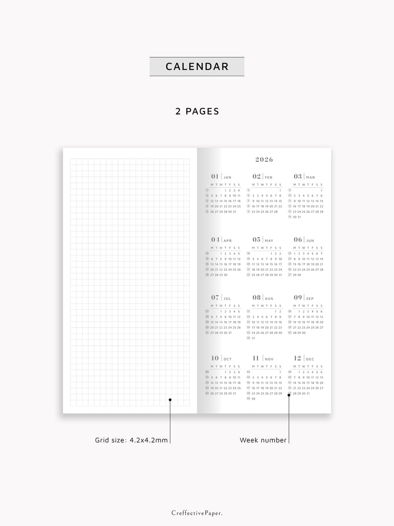 2026 Weekly Notebook, Weeks size – CreffectivePaper