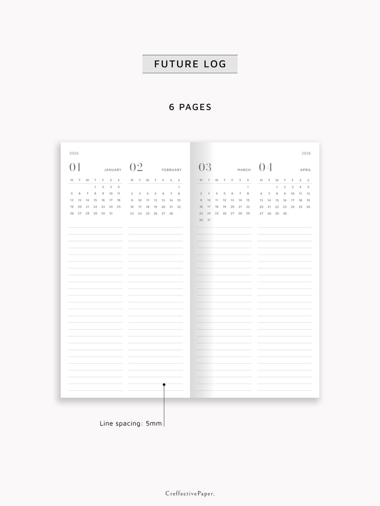 2026 Weekly Notebook, Weeks size – CreffectivePaper