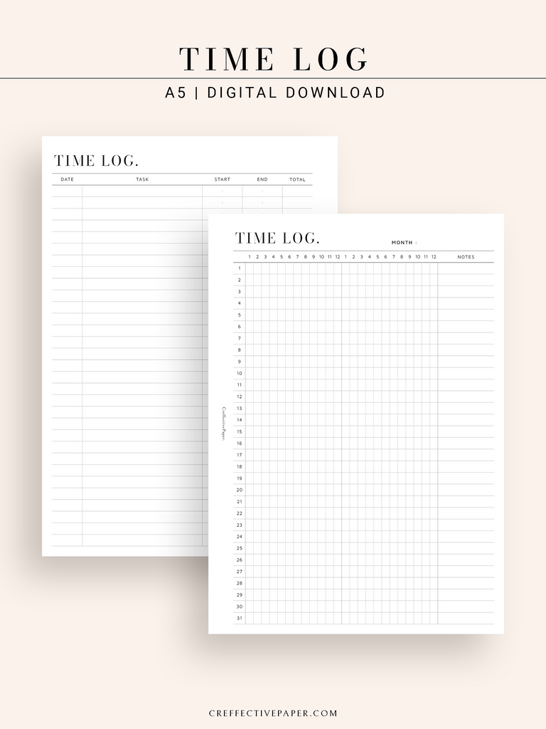 T134 | Time Log Set of 2 – CreffectivePaper