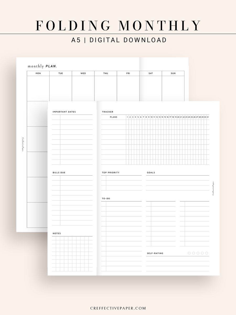 M124 | Folding Monthly Planner – CreffectivePaper