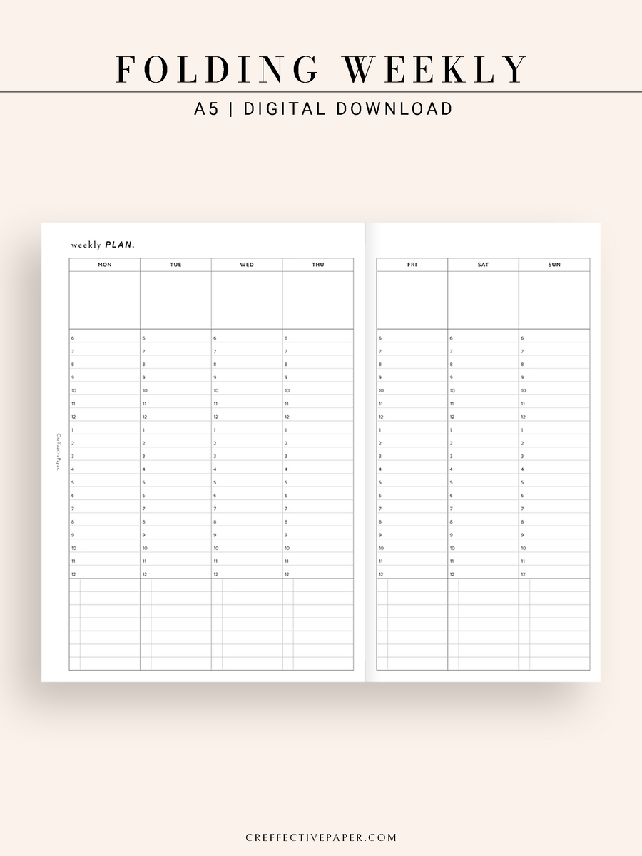 W125 | Folding Weekly Schedule – CreffectivePaper