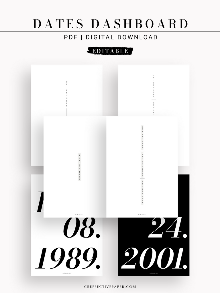 DA125 | Editable Dates Dashboard Set of 6 – CreffectivePaper