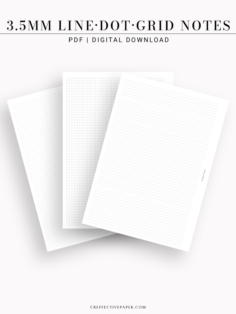 N140 | 3.5mm Line, Dot, Grid Notes – CreffectivePaper