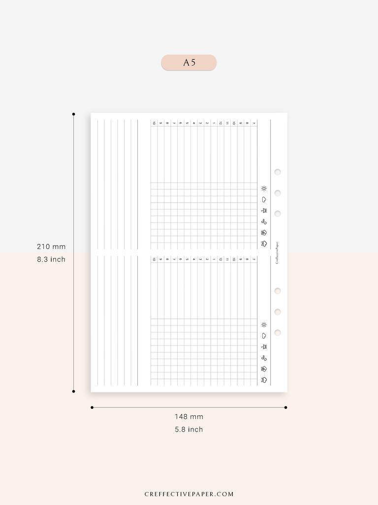 D124 | Horizontal Daily Planner, Two Days on a Page – CreffectivePaper
