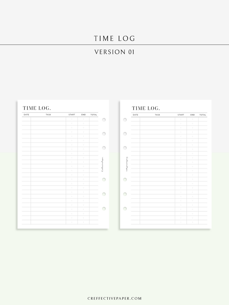 T134 | Time Log Set of 2 – CreffectivePaper
