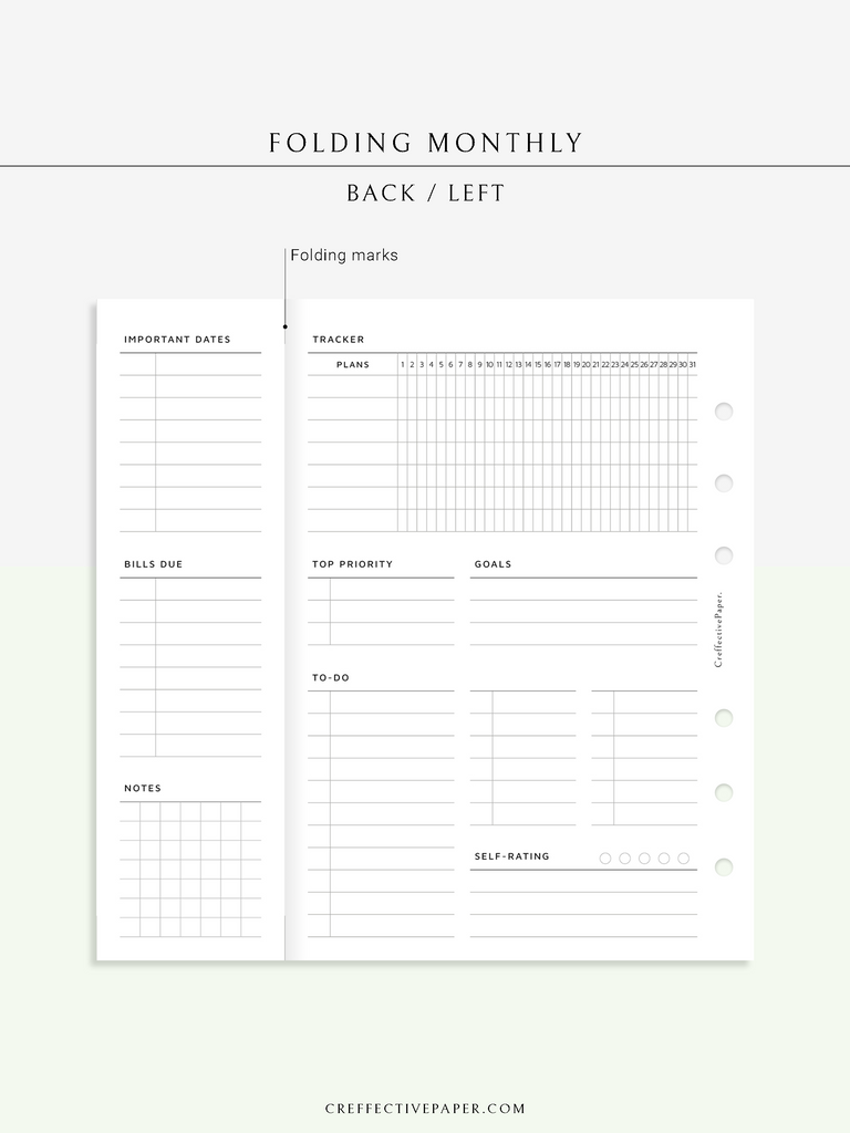 M124 | Folding Monthly Planner – CreffectivePaper