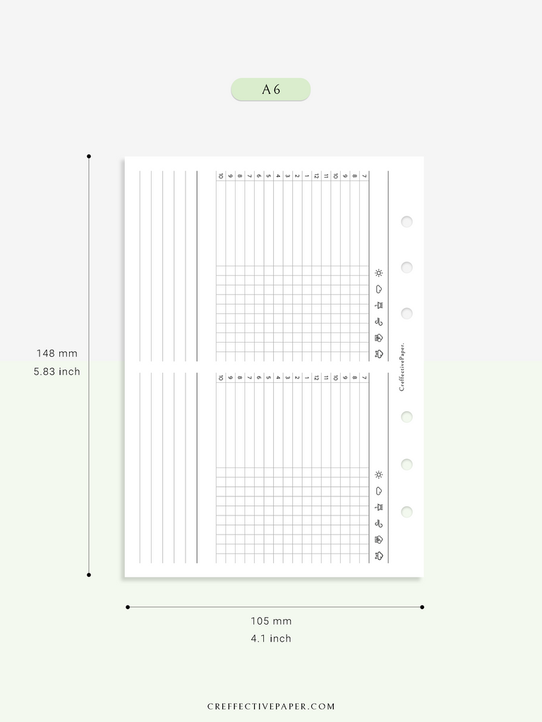 D124 | Horizontal Daily Planner, Two Days on a Page – CreffectivePaper