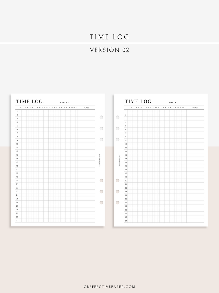 T134 | Time Log Set of 2 – CreffectivePaper
