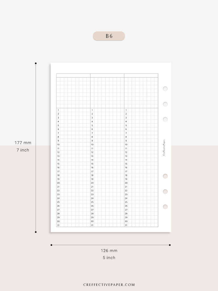 Y110 | 31Days Grid Page for Future Log & Tracker – CreffectivePaper