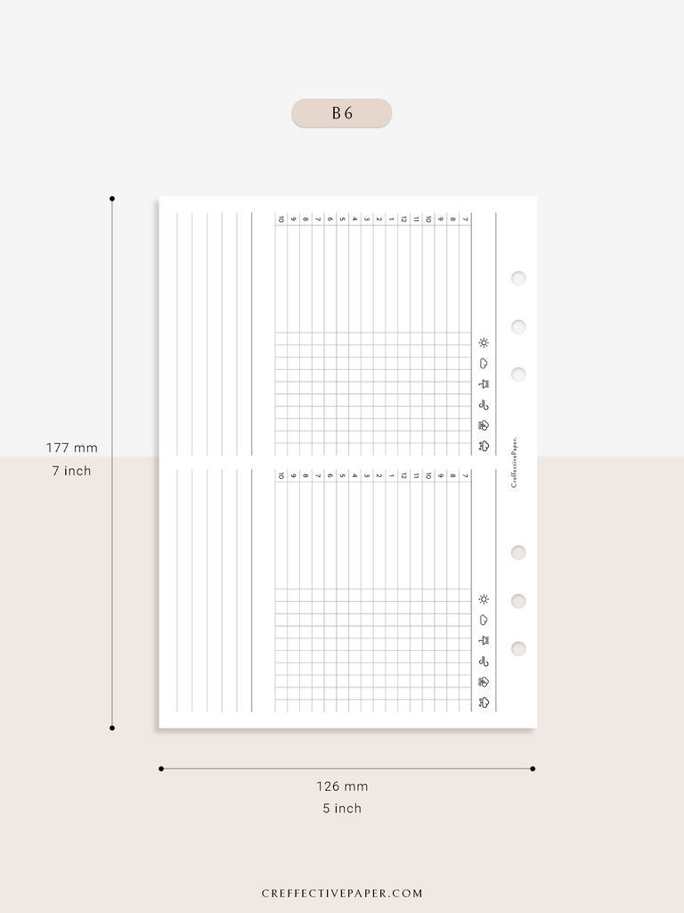 D124 | Horizontal Daily Planner, Two Days on a Page – CreffectivePaper