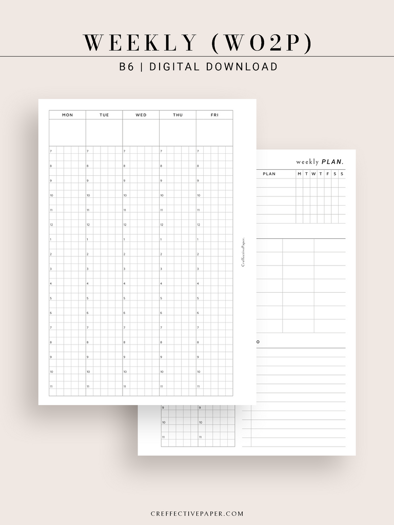 W124 | Undated Weekly Schedule, WO2P – CreffectivePaper