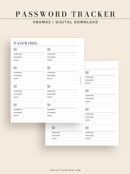 T119 | Website Login Password Tracker – CreffectivePaper