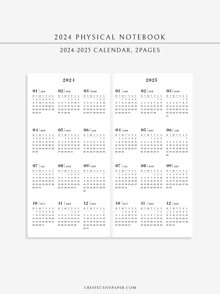 2024 Physical Weekly Notebook – CreffectivePaper