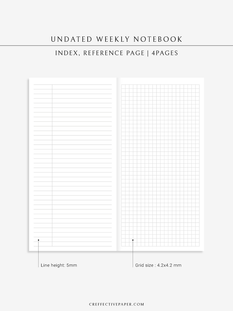 Pre-order | Undated Weekly Notebook, Weeks size – CreffectivePaper