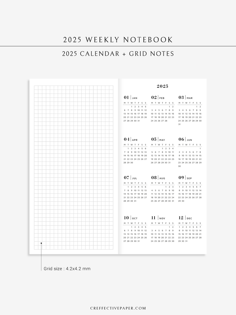 Pre-order | 2025 Weekly Notebook, Weeks size -CreffectivePaper Physical ...