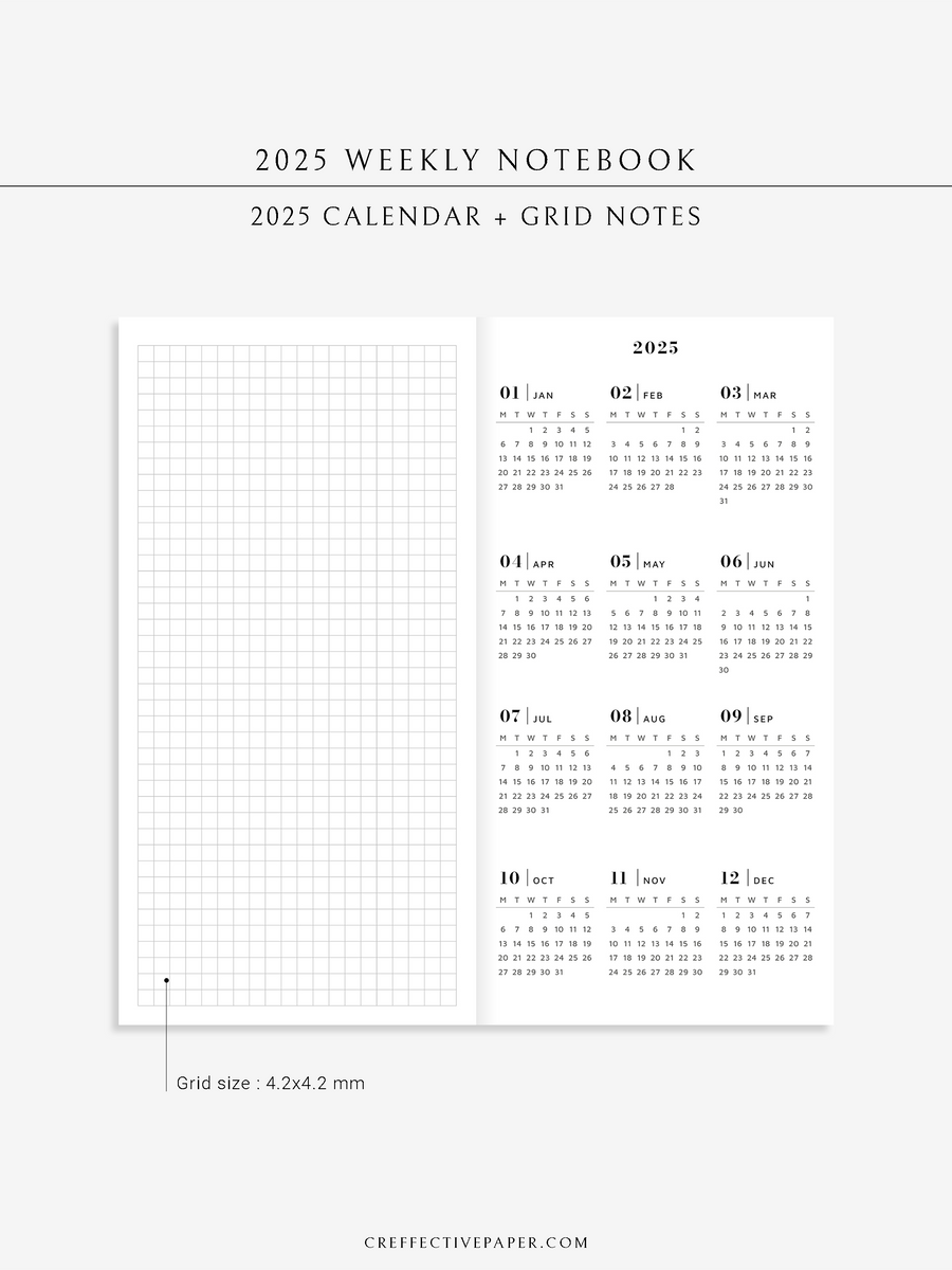 Pre-order | 2025 Weekly Notebook, Weeks size – CreffectivePaper