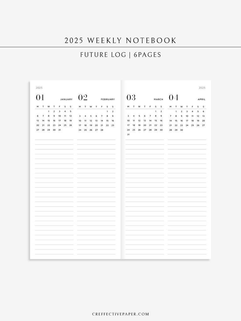 Pre-order | 2025 Weekly Notebook, Weeks size -CreffectivePaper Physical ...