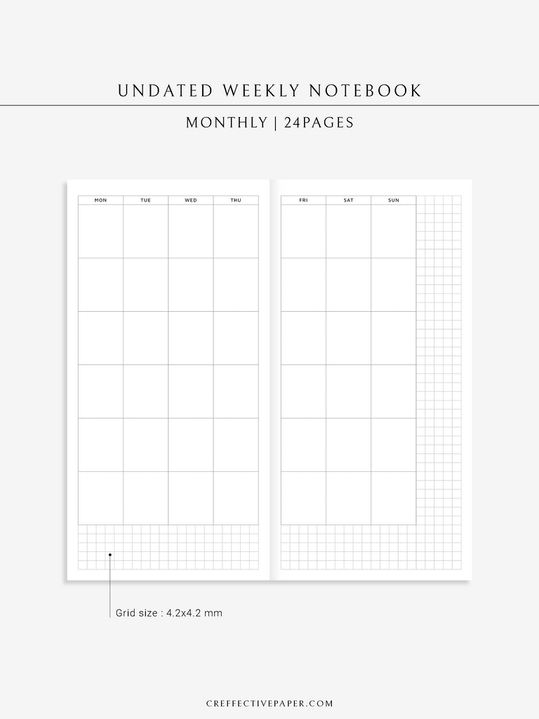 Undated Weekly Notebook, Weeks size – CreffectivePaper