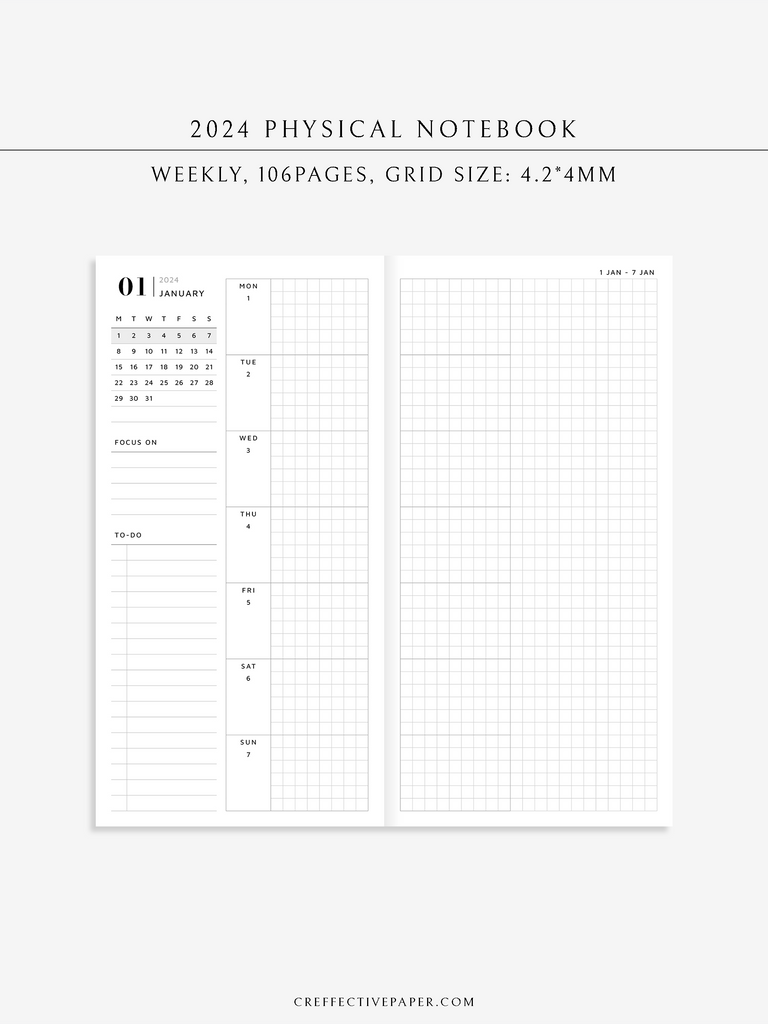 2024 Physical Weekly Notebook – CreffectivePaper