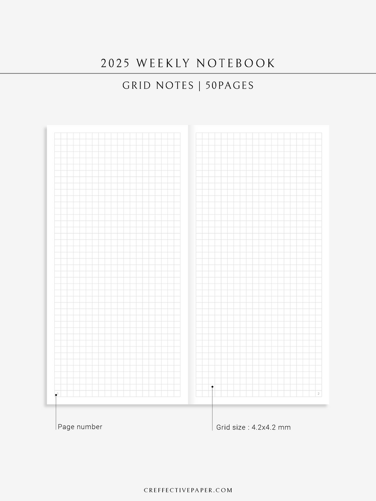 2025 Weekly Notebook, Weeks size – CreffectivePaper