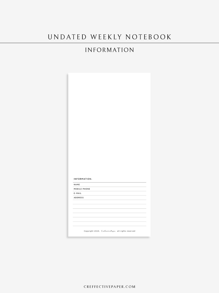 Undated Weekly Notebook, Weeks size – CreffectivePaper