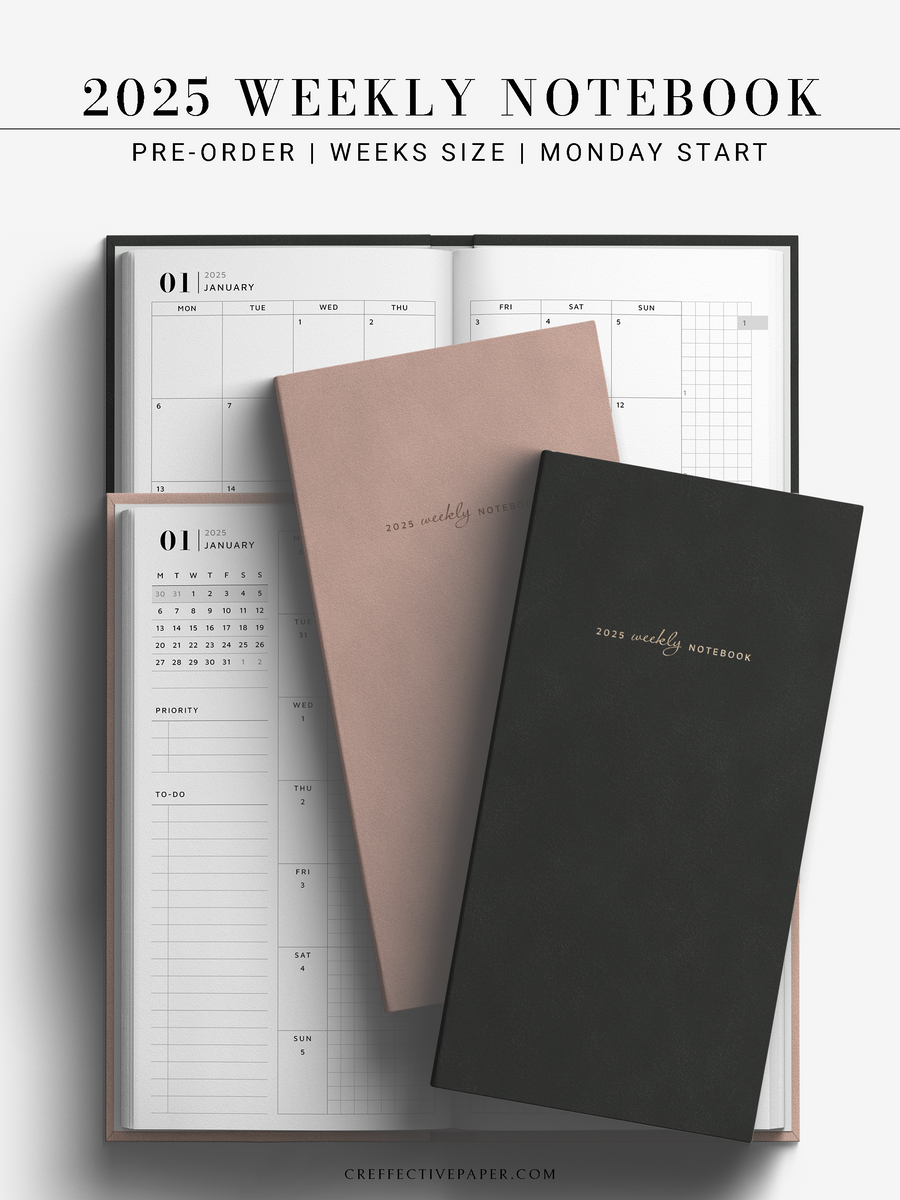 Pre-order | 2025 Weekly Notebook, Weeks size -CreffectivePaper Physical ...