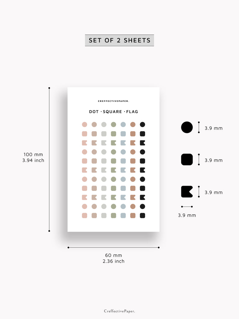 S101 | Transparent Matte Stickers_Dot · Square · Flag, Set of 2 sheets ...