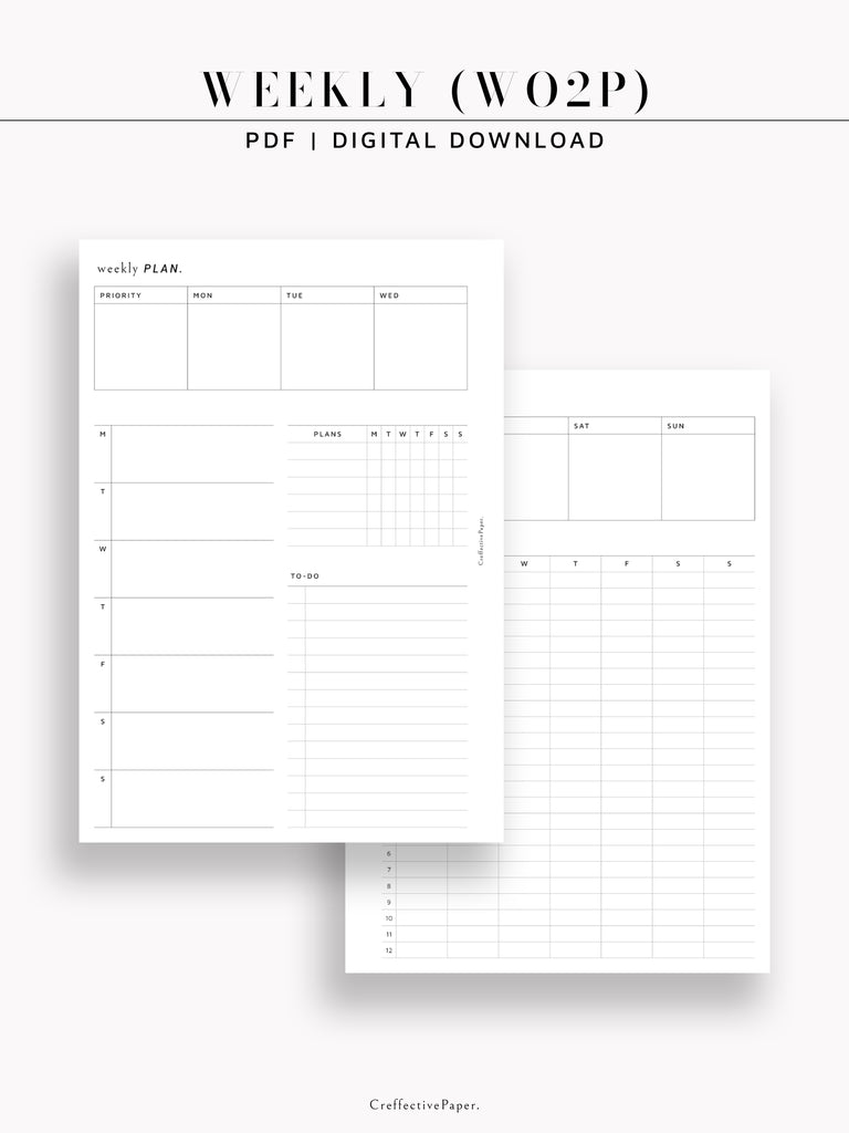 W129 | Weekly Planner, WO2P – CreffectivePaper