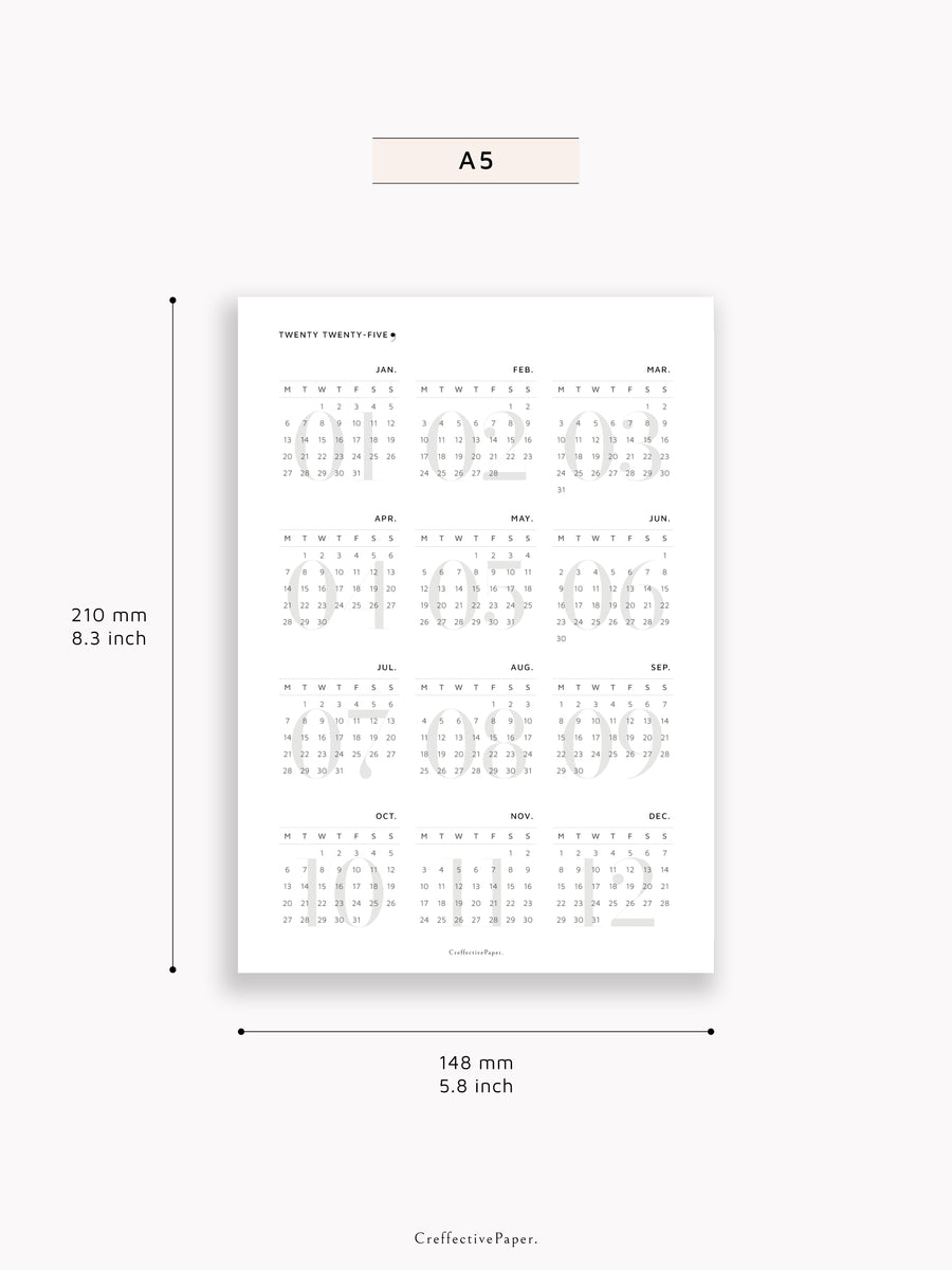 Y109_2025 | 2025 Calendar – CreffectivePaper