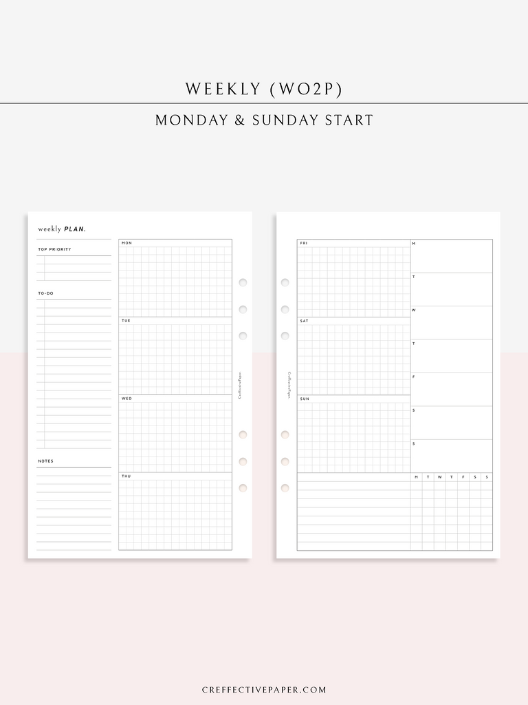 W128 | Weekly Planner, WO2P – CreffectivePaper