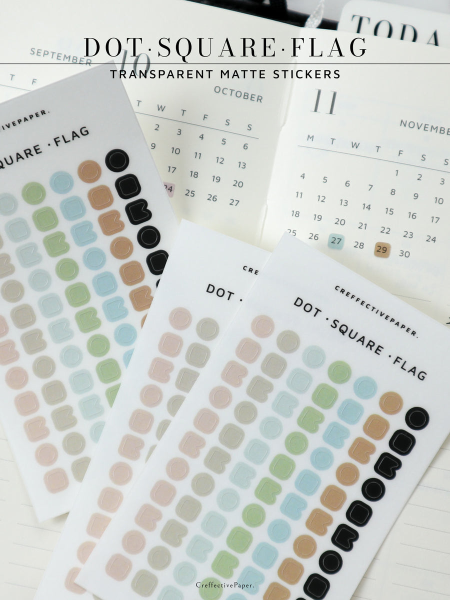 S101 | Transparent Matte Stickers_Dot · Square · Flag, Set of 2 sheets ...
