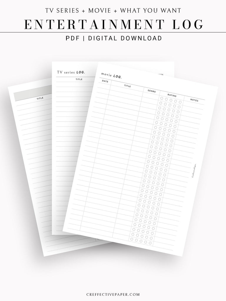 T121 | TV Series Tracker, Movie Journal, Entertainment Log Bundle ...