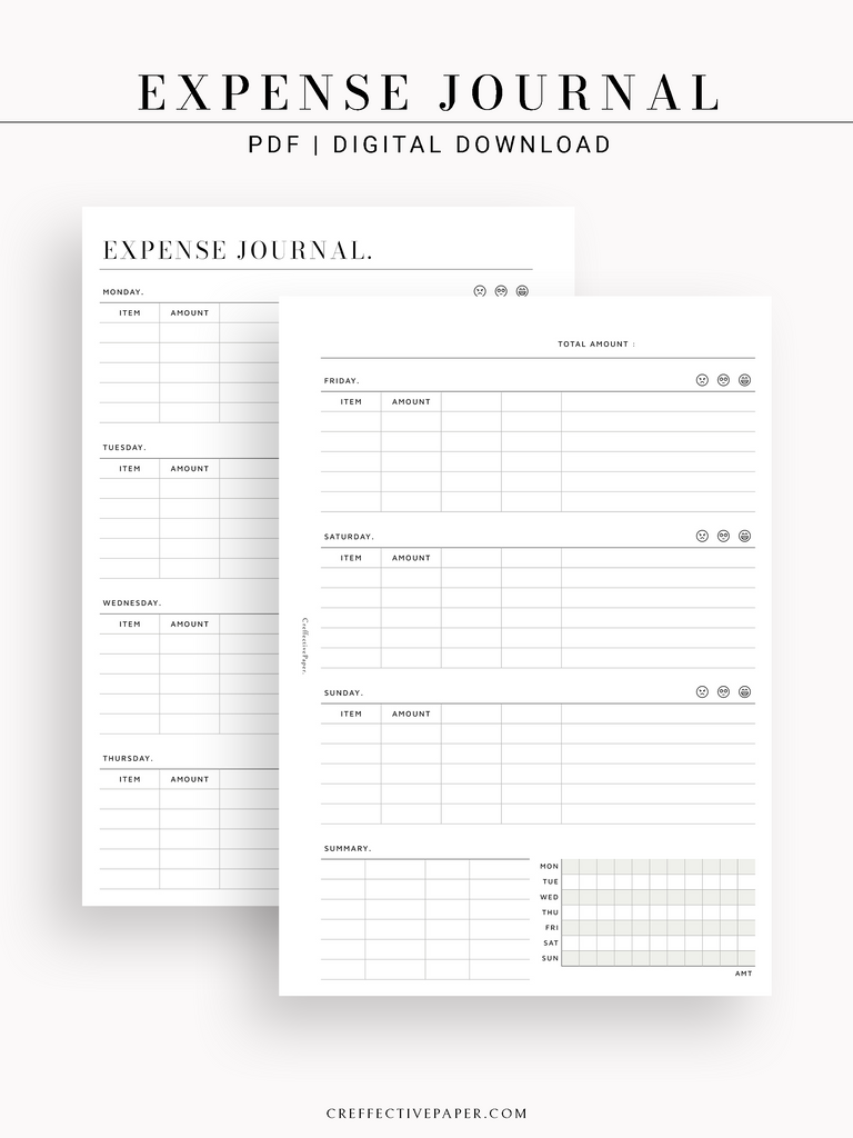 N126 | Expense Journal Pages, Weekly Spending Log, Financial Planner ...