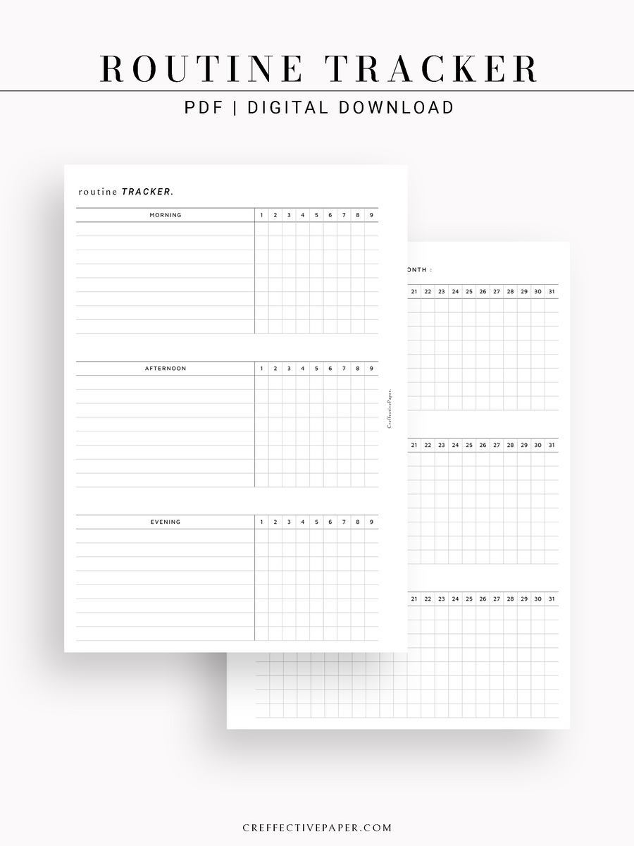 T129 | Monthly Routine Tracker – CreffectivePaper