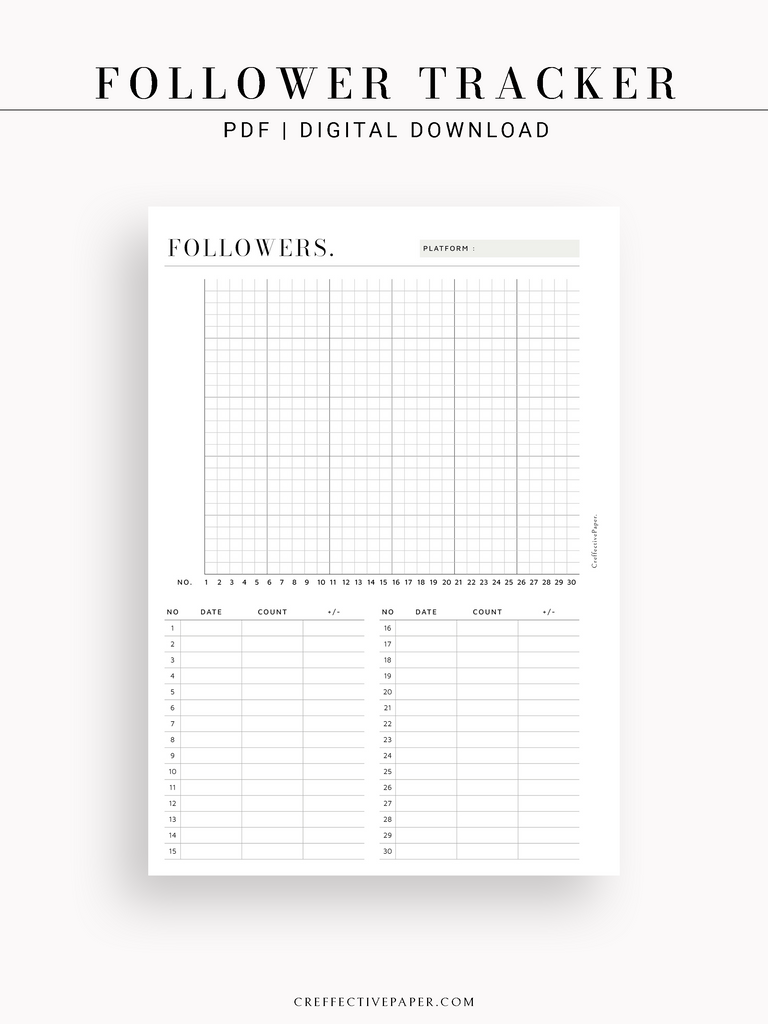 N131-1 | Follower & Subscriber Tracker for Social Media – CreffectivePaper