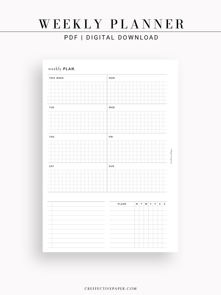 W122 | Weekly Planner, WO1P – CreffectivePaper